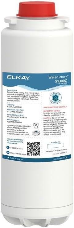 Elkay 51300C_12PK WaterSentry Replacement Filters (Bottle Fillers & Liv Pro), 12 Count ,White ...